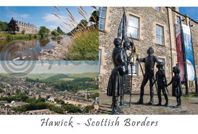 Hawick Scottish Borders Composite Postcard (H A6 LY) - Lyrical Scotland