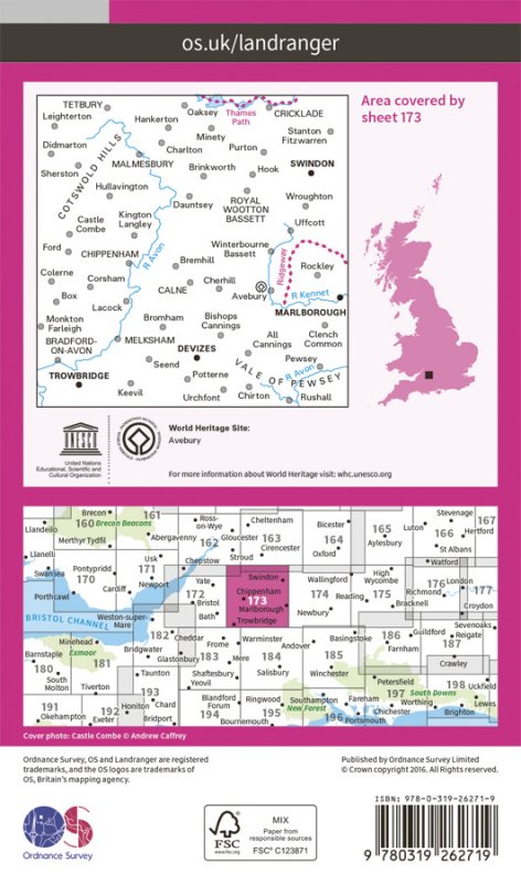 Landranger 173 Swindon, Devizes, Marlborough & Trowbridge - Ordnance Survey