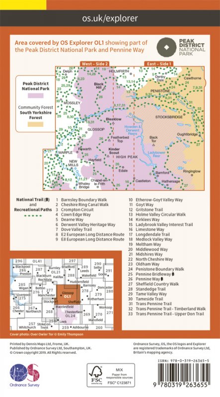Explorer OL 01 Peak District, Dark Peak Area - Ordnance Survey