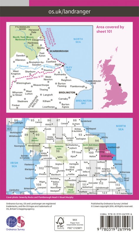Landranger 101 Scarborough, Bridlington & Filey - Ordnance Survey