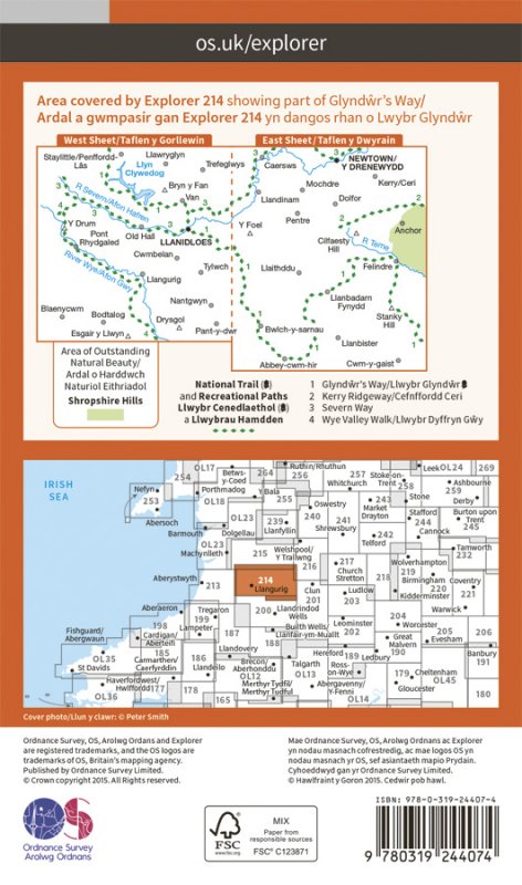Explorer 214 Llanidloes & Newtown: Y Drenewydd - Ordnance Survey