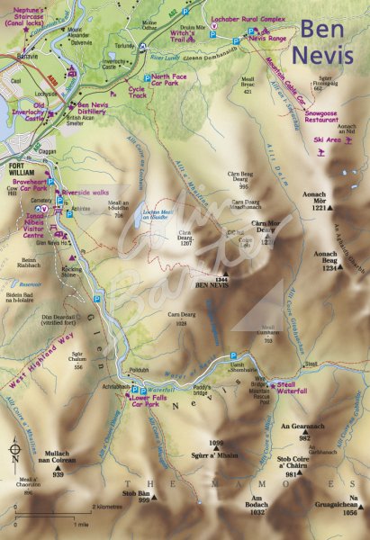 Map of Ben Nevis Postcard (H Std CB) - Colin Baxter Photography