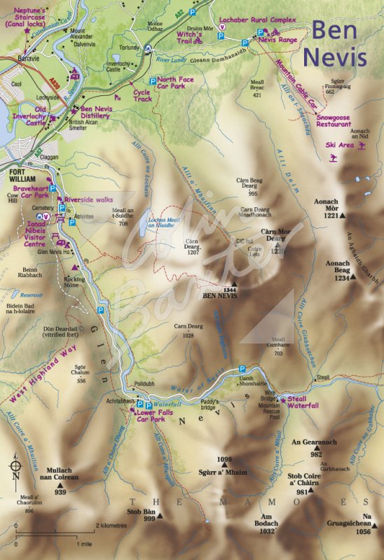 Map of Ben Nevis Postcard (H Std CB) - Colin Baxter Photography