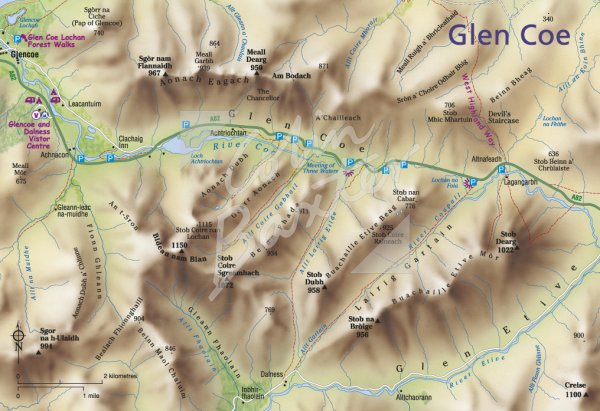 Map of Glencoe Postcard (H Std CB) - Colin Baxter Photography