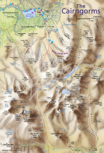 Map of Cairngorms Postcard (V Std CB) - Colin Baxter Photography