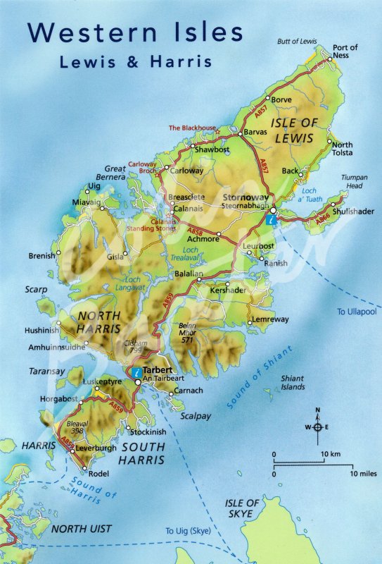 Map of Western Isles - Lewis & Harris Postcard (V Std CB) - Colin ...