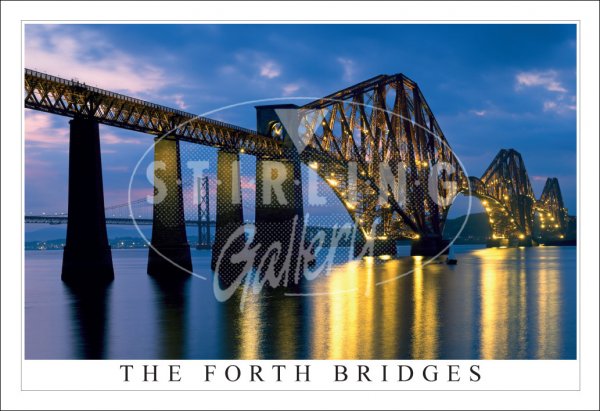Forth Bridges, Evening Postcard (H SG) - Stirling Gallery