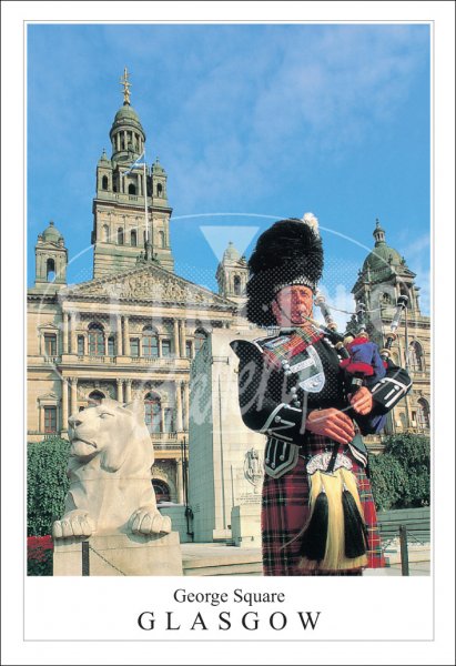 Piper, George Square - Glasgow Postcard (V SG) - Stirling Gallery