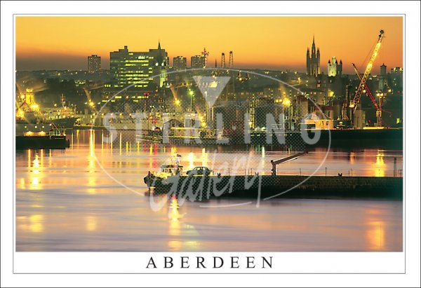 Aberdeen, The Harbour, Night Illumination Postcard (H SG) - Stirling ...