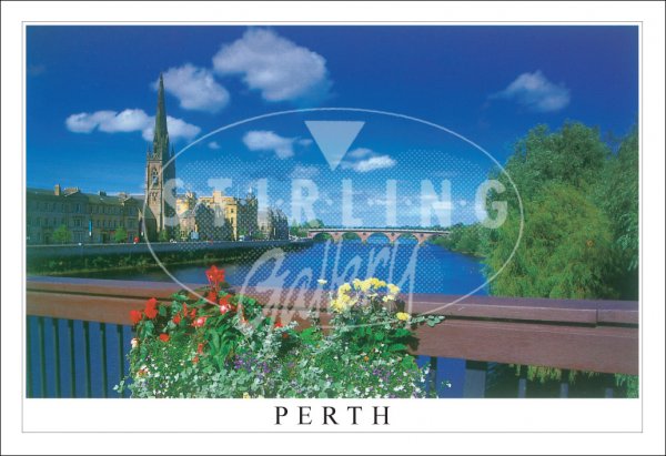 Perth, & River Tay, Floral display to Bridge Postcard (H SG) - Stirling ...