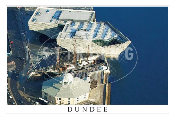 Dundee, RRS Discovery and V&A from Air Postcard (H SG) - Stirling Gallery
