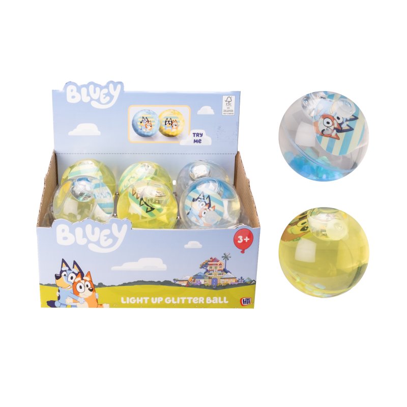 Bluey Light Up Glitter Ball 2 Asst (CPU12) (Feb) - HTI